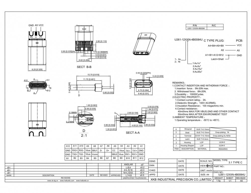 U261-1222N-4B0084U technical drawing page 1