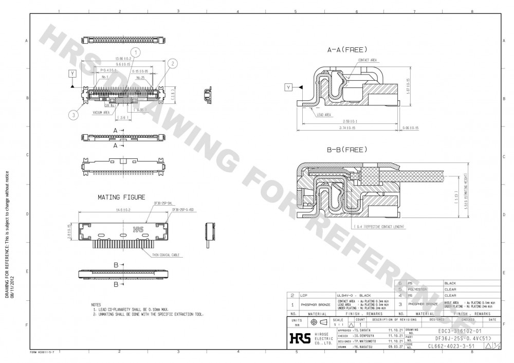 HRS DF36J-25S-0.4V(51) technical drawing page 1