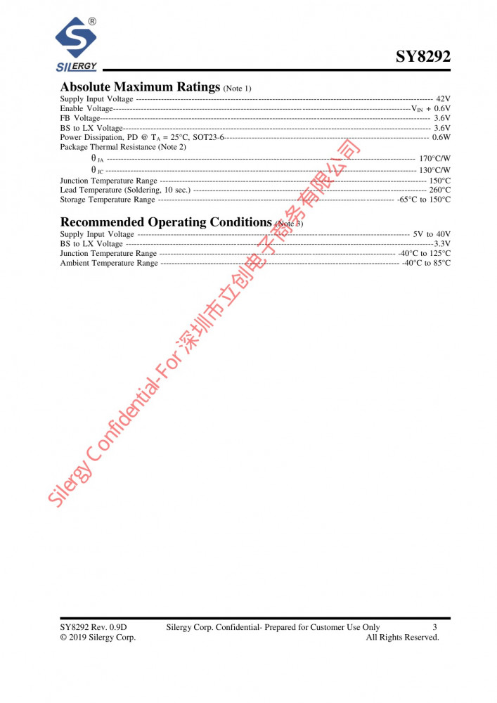 SY8292ABC datasheet page 3