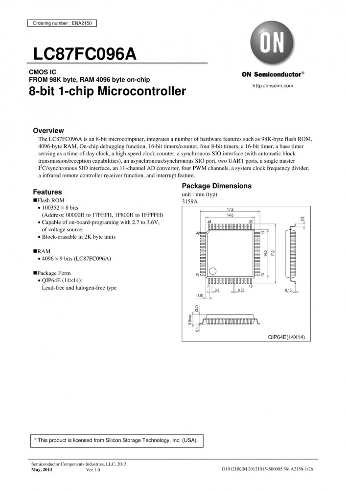 LC87FC096A datasheet page 1