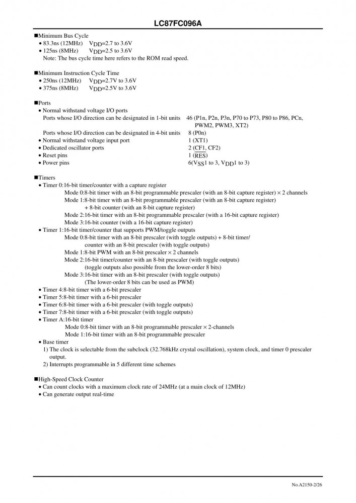 LC87FC096A datasheet page 2