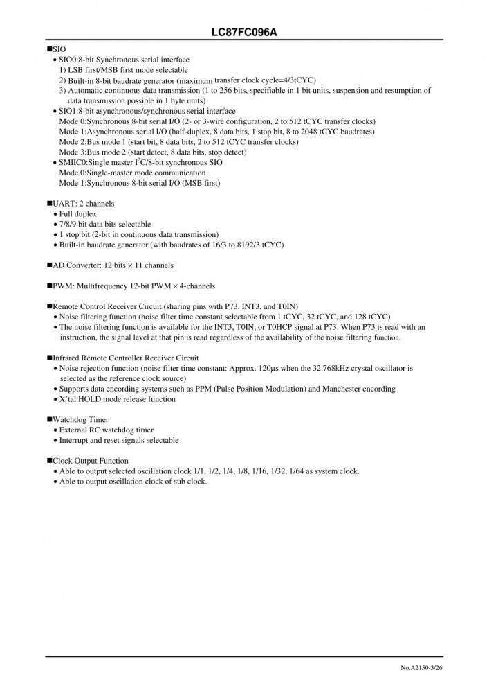LC87FC096A datasheet page 3