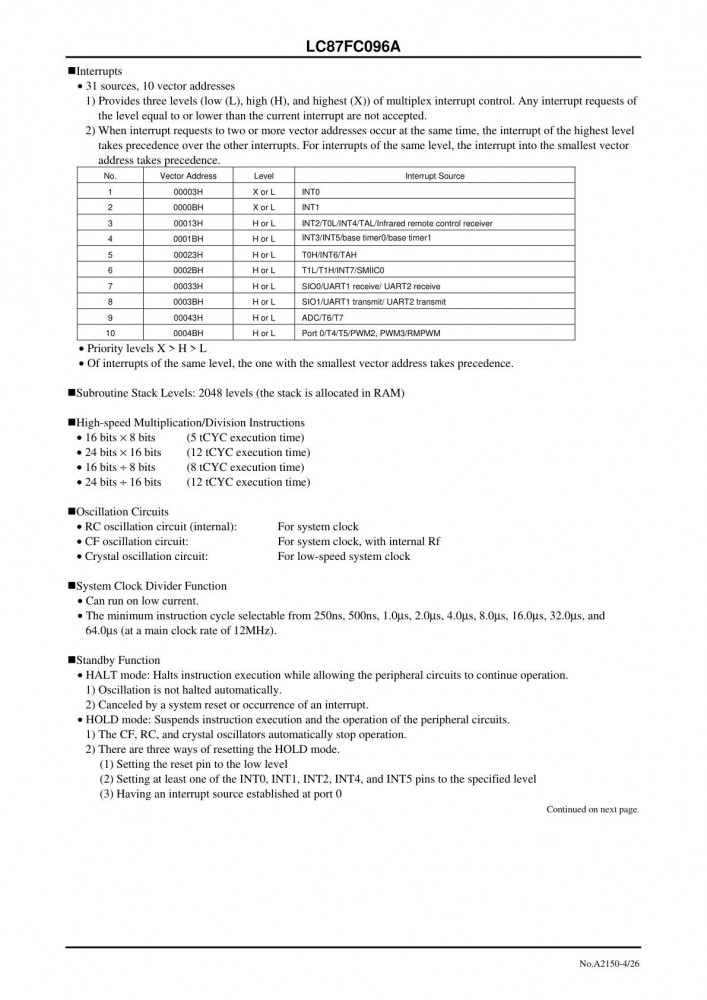 LC87FC096A datasheet page 4