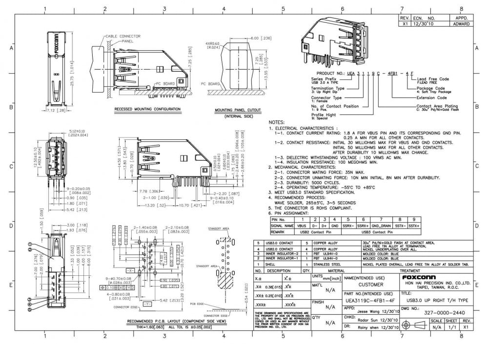 FOXCONN UEA3119C-4FB1-4F product drawing