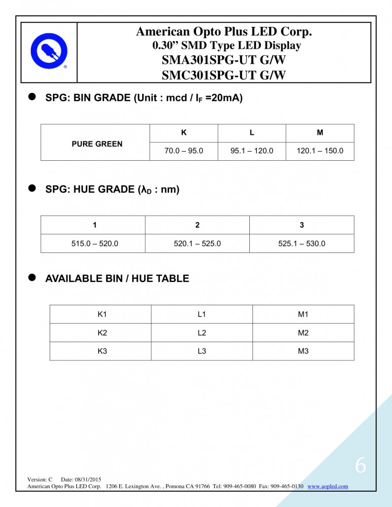 SMC301SPG-UT G/W datasheet page 6