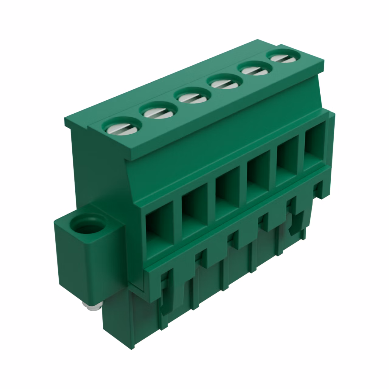 5.00mm Pitch Eurostyle Vertical Plug, with Retention Screws, Front Wire Entry, Green Housing, 6 Circuits for sale