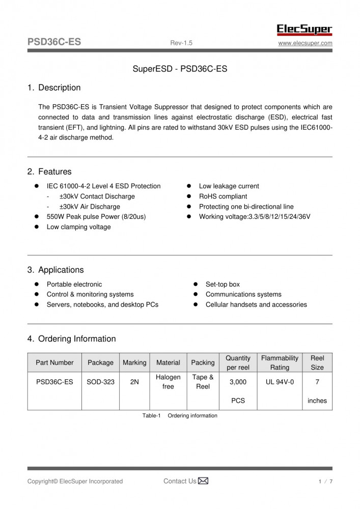 PSD36C-ES datasheet page 1
