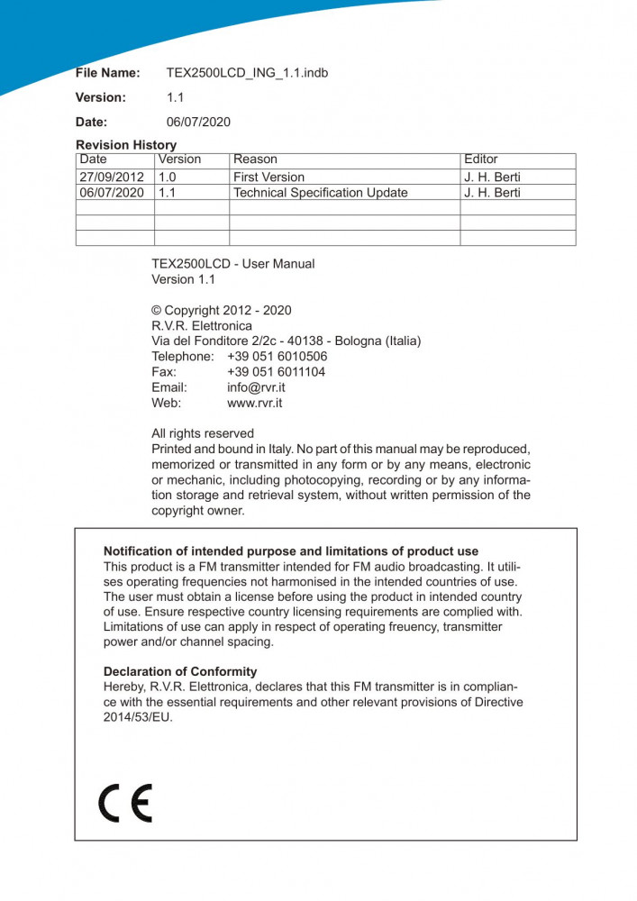 TEX2500LCD manual page 2