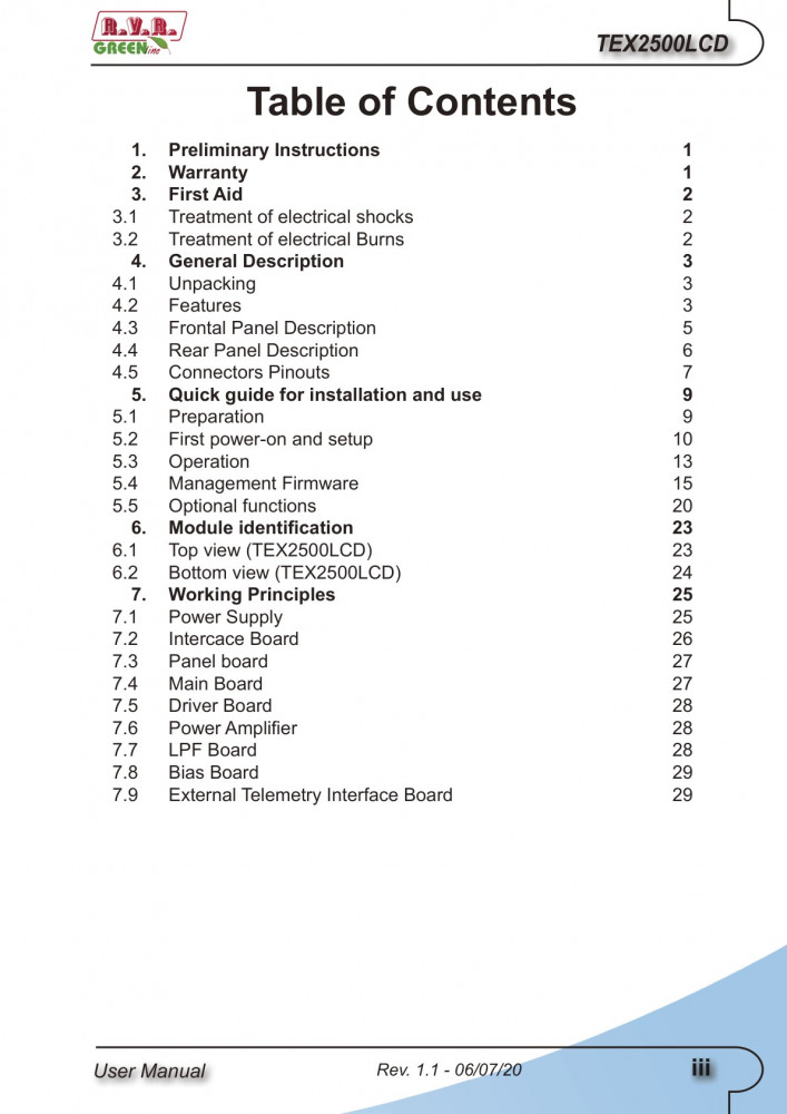 TEX2500LCD manual page 5