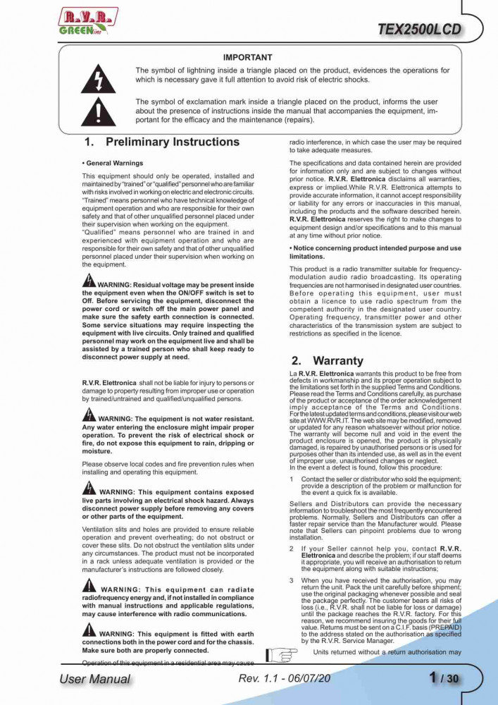 TEX2500LCD manual page 7
