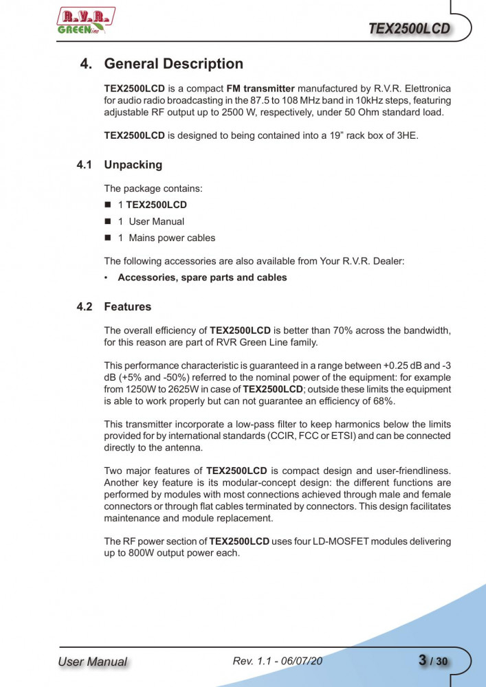 TEX2500LCD manual page 9