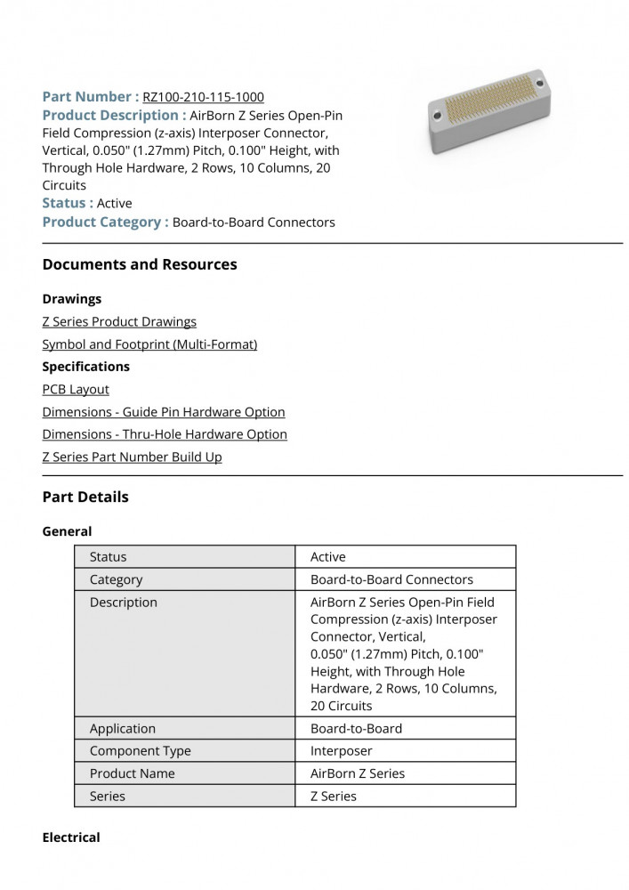RZ100-210-115-1000 technical drawing preview, page 1