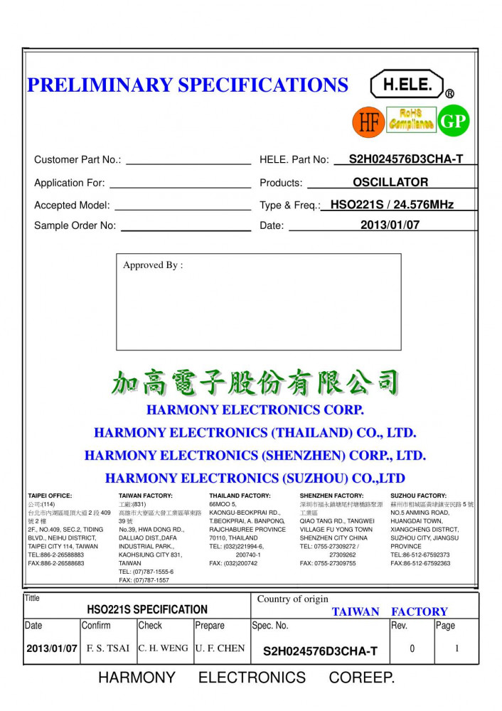 S2H024576D3CHA-T datasheet page 1