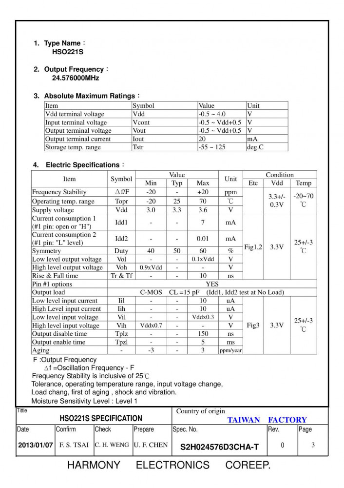 S2H024576D3CHA-T datasheet page 3