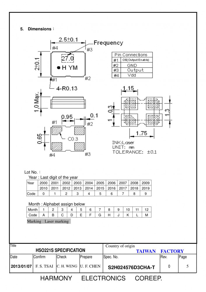 S2H024576D3CHA-T datasheet page 5