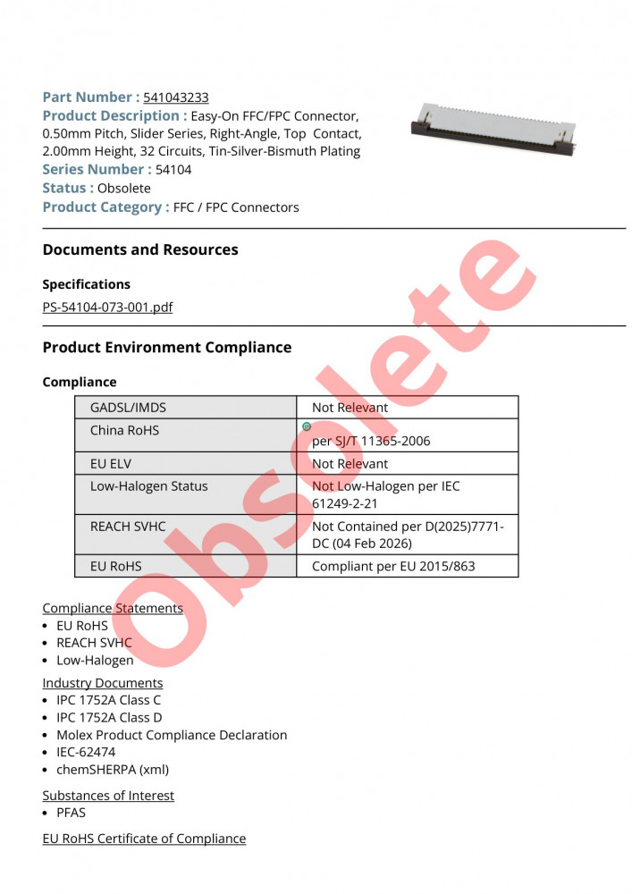 MOLEX 541043233 technical document image 1