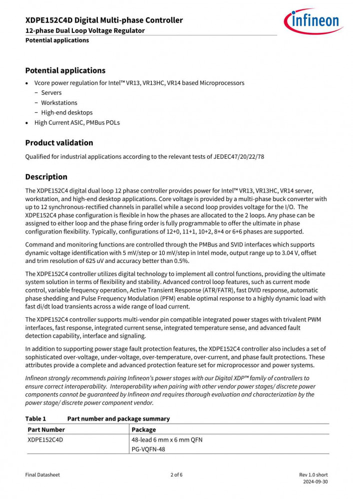 XDPE152C4D datasheet page 2