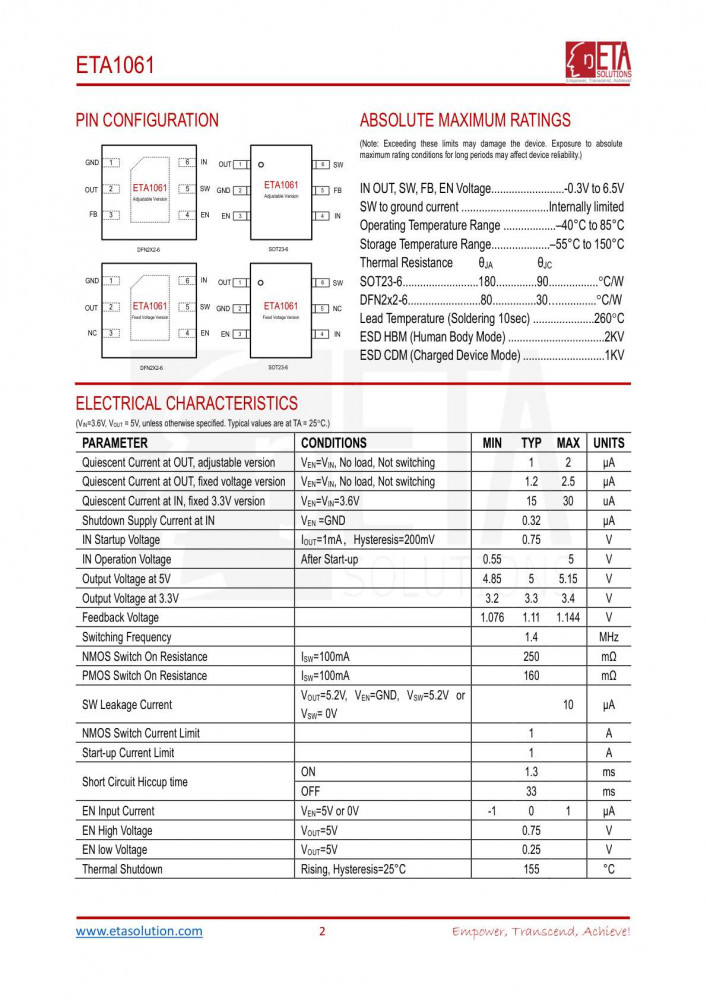 ETA1061D2G datasheet page 2