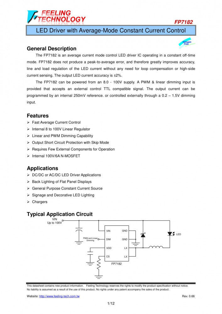 FP7182XR-G1 datasheet page 1