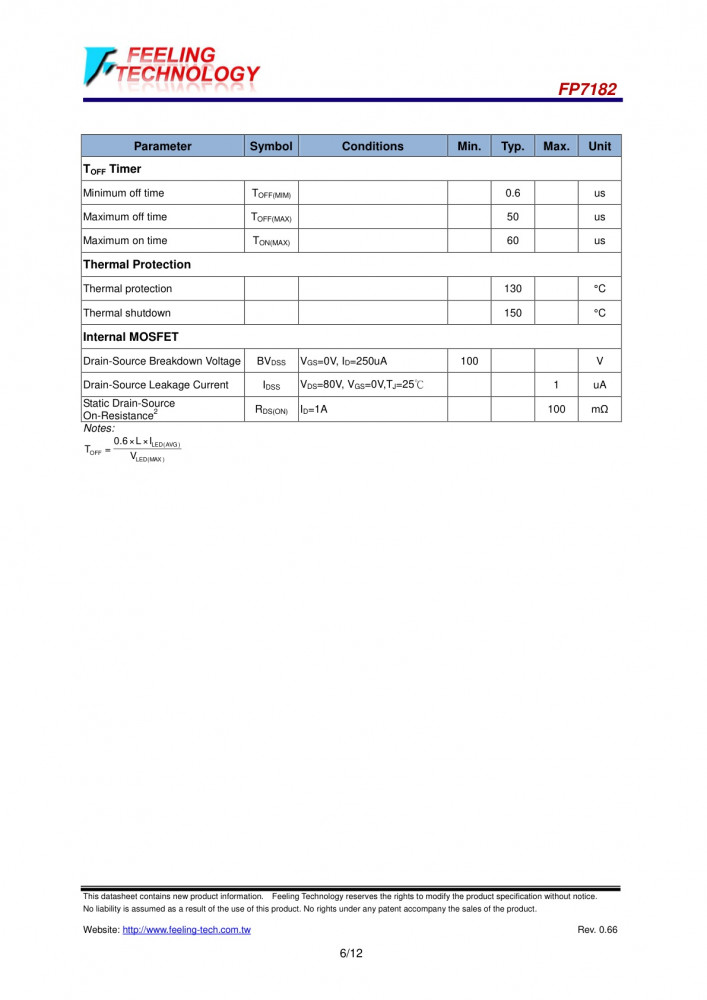 FP7182XR-G1 datasheet page 6