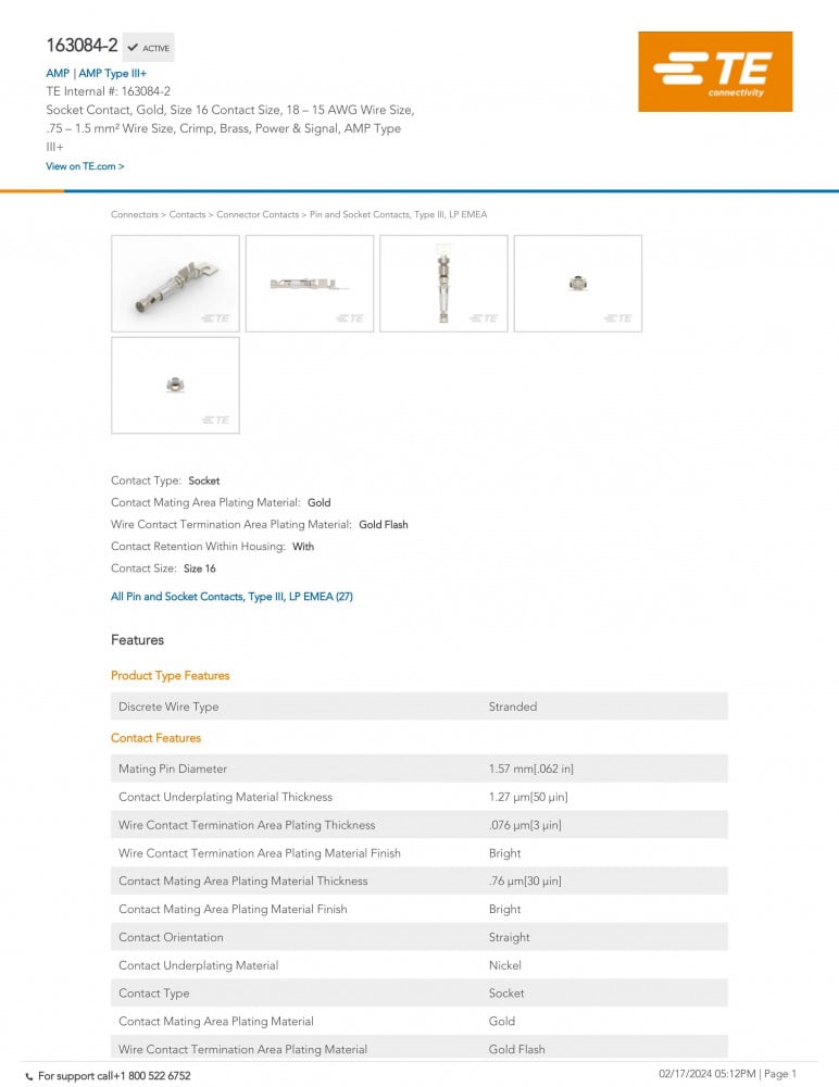 TE Connectivity 163084-2 technical document page 1