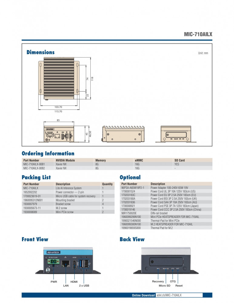 MIC-710AILX product documentation page 2