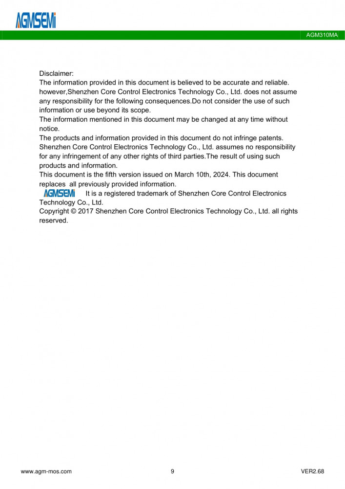 AGM310MA datasheet page 9
