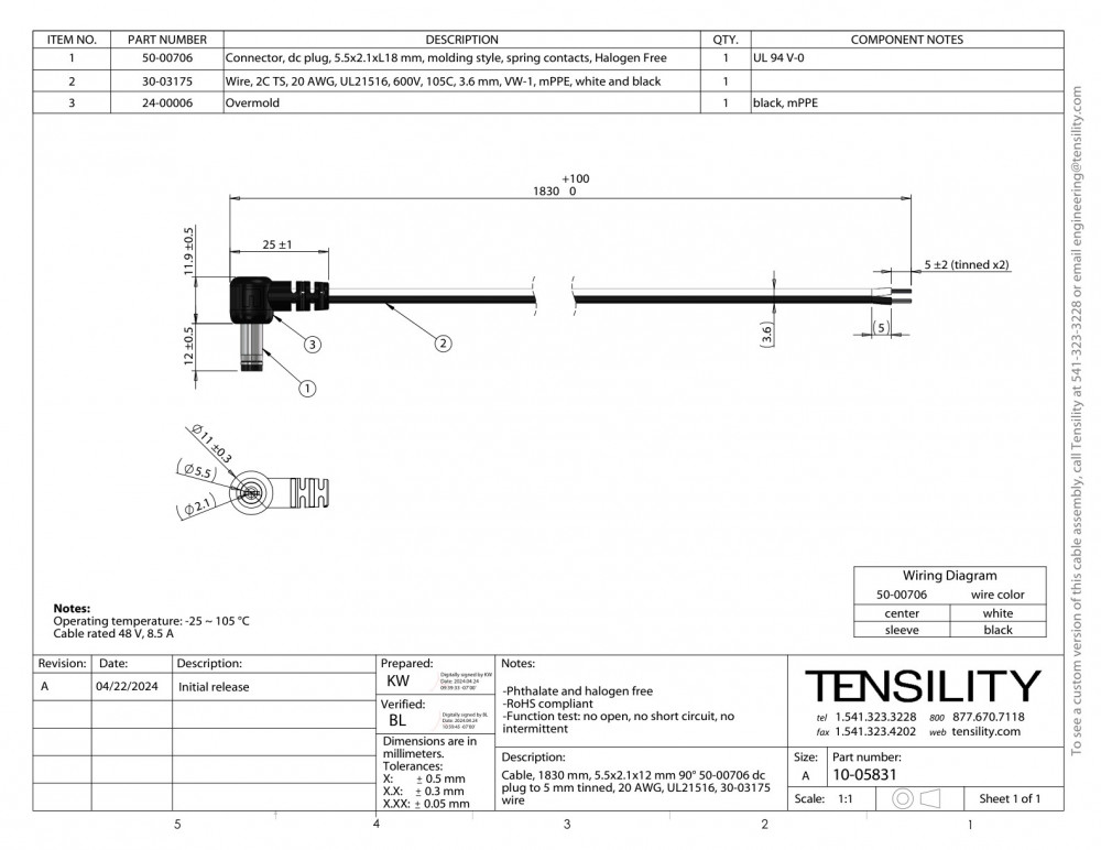 Tensility 10-05831 product drawing