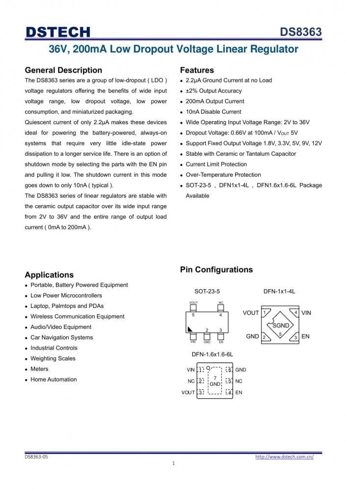 DS8363 datasheet page 1