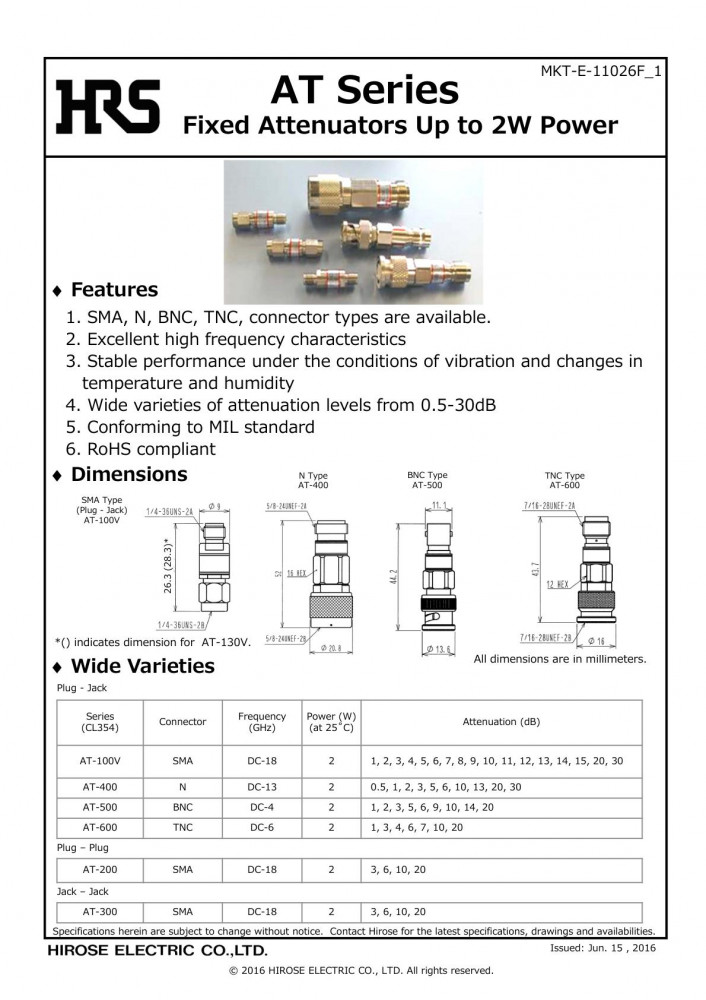 HRS HR5 fixed attenuator technical document preview