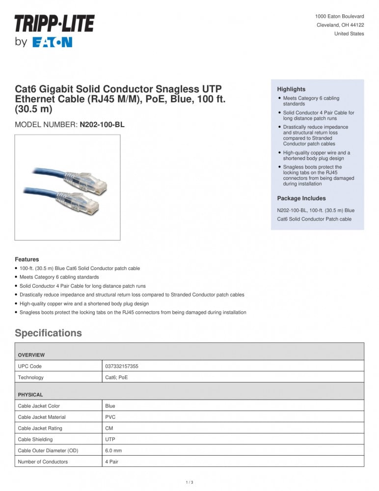 N202-100-BL technical document page 1