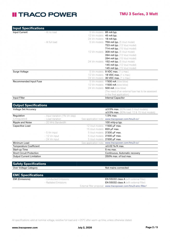 TMU 3 series technical document, page 2