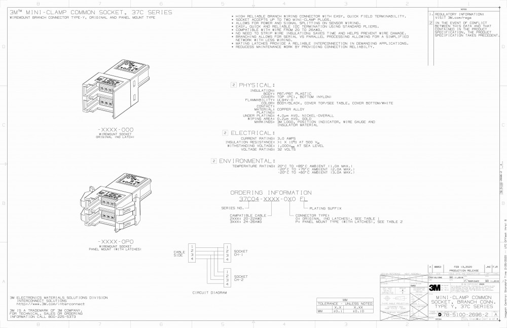3M 37C Series technical drawing page 1