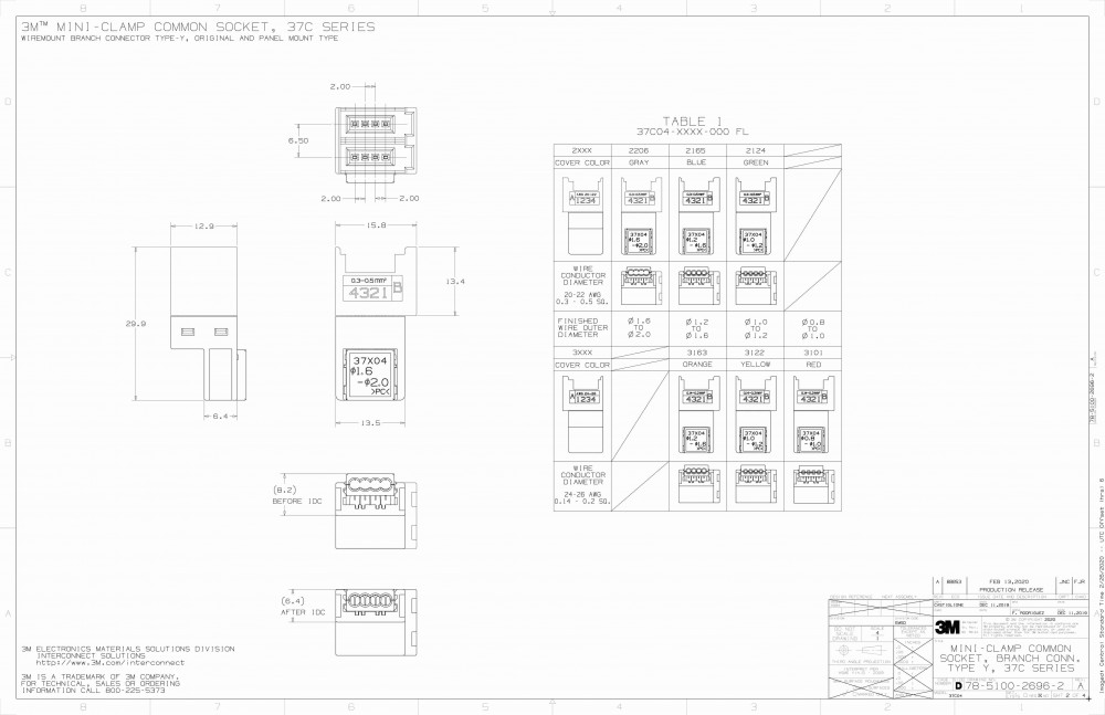 3M 37C Series technical drawing page 2