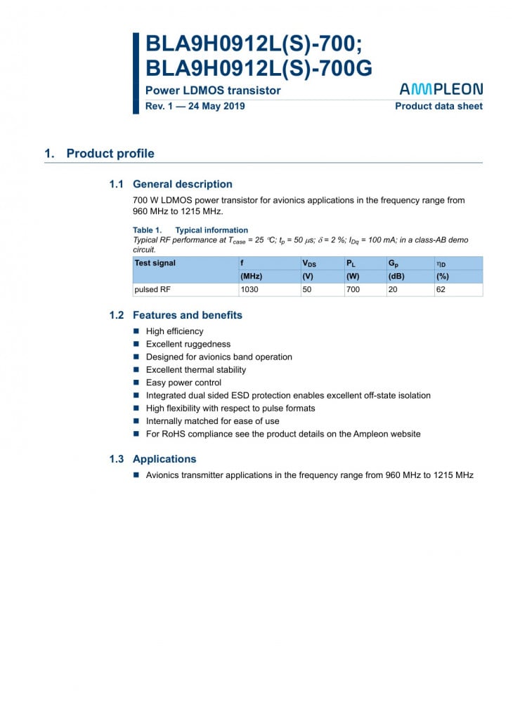 BLA9H0912L-700 datasheet page 1