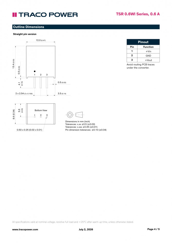 TSR 0.6WI technical document, page 4