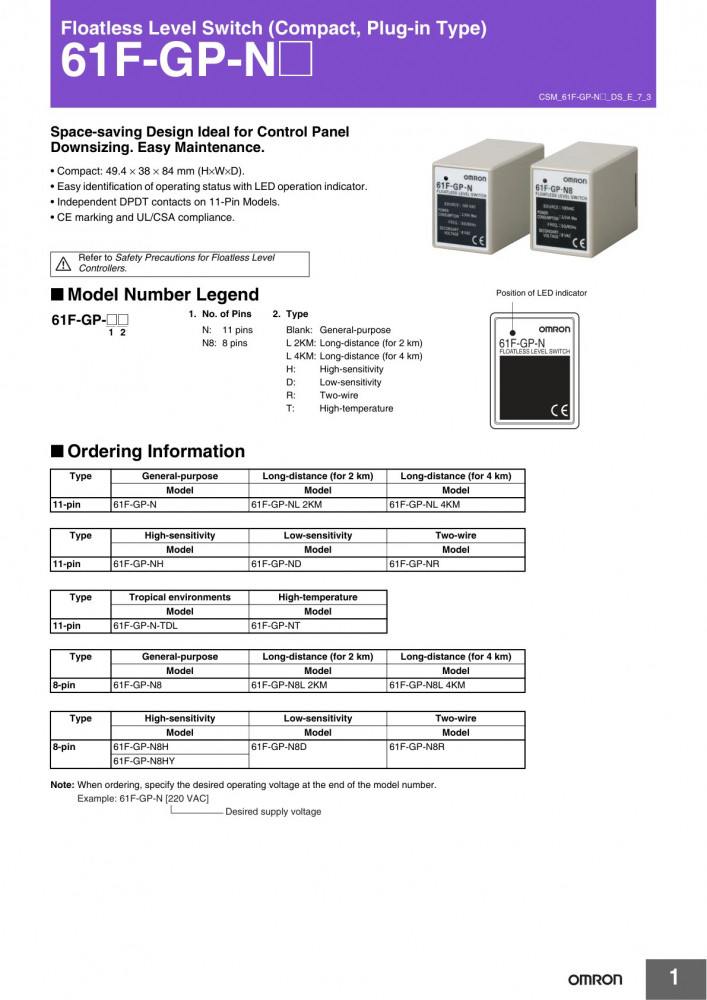 61F-GP-N8 technical document page 1