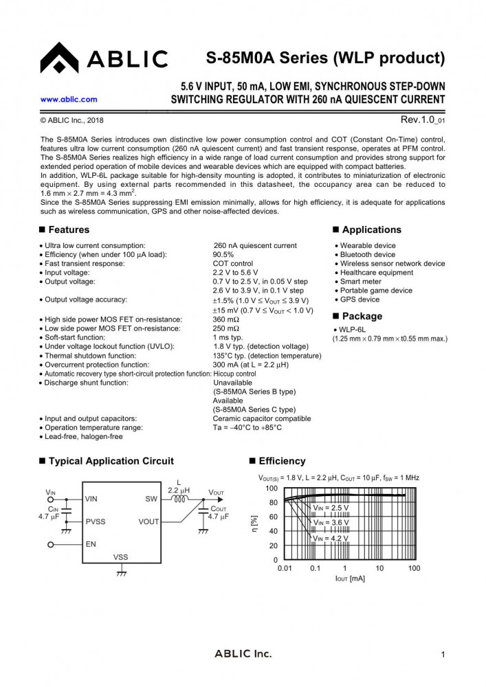 ABLIC S-85M0A datasheet page 1