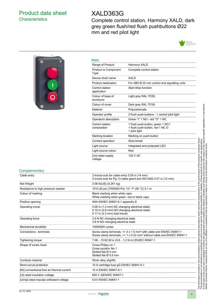 XALD363G technical document page 1