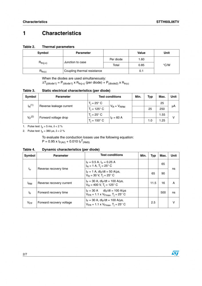 STTH60L06TV1 datasheet page 2