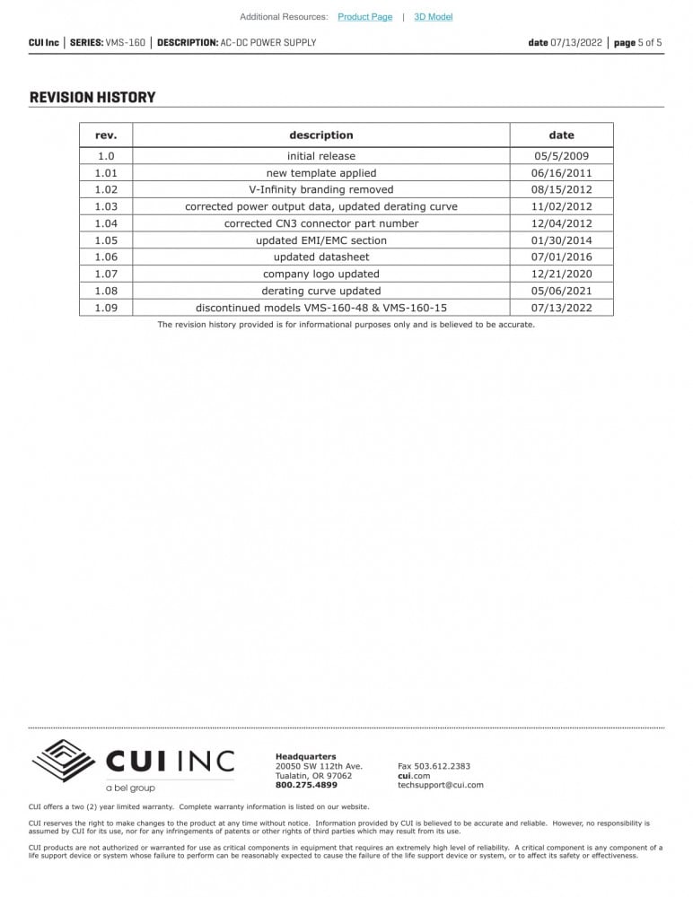 VMS-160-12 datasheet page 5