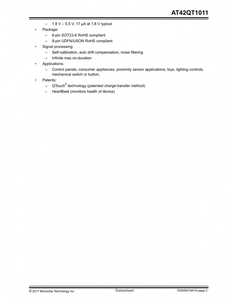AT42QT1011 datasheet page 2