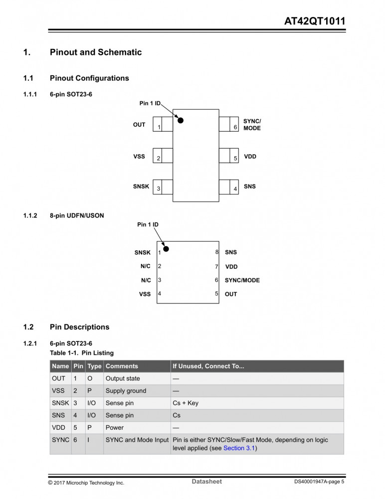 AT42QT1011 datasheet page 5