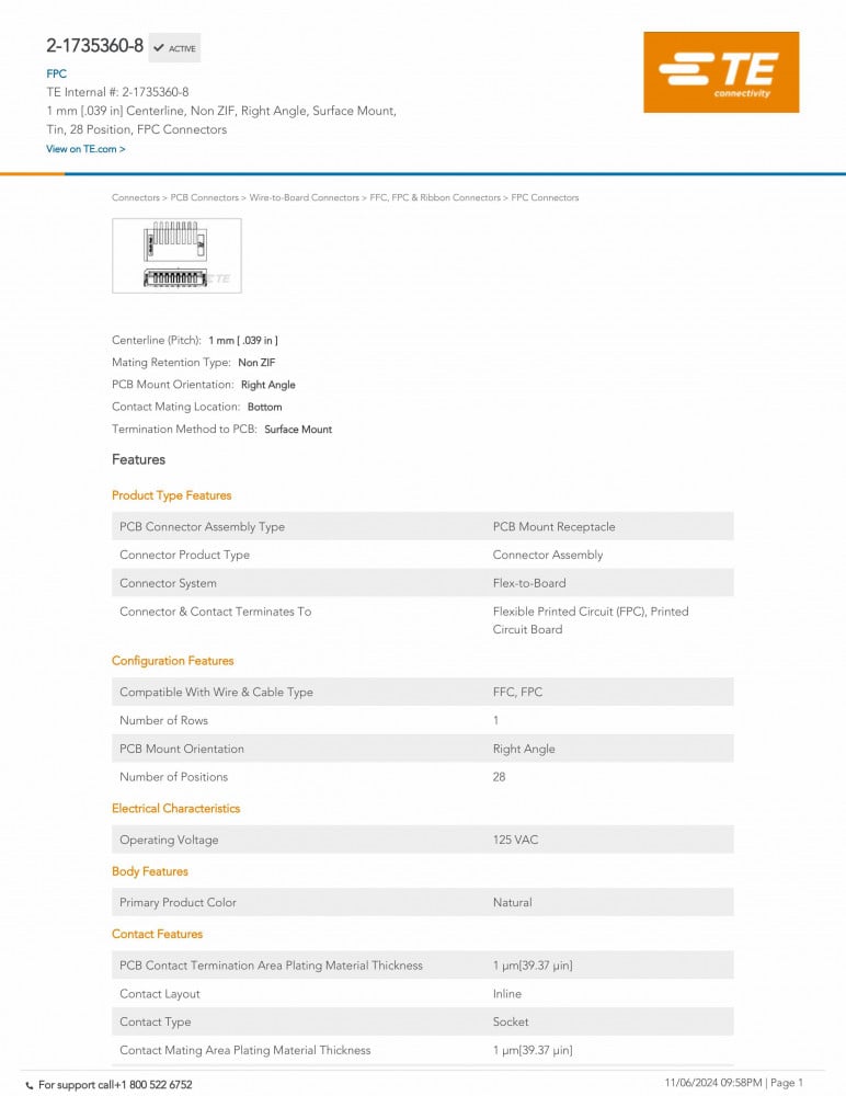 TE Connectivity 2-1735360-8 document page 1