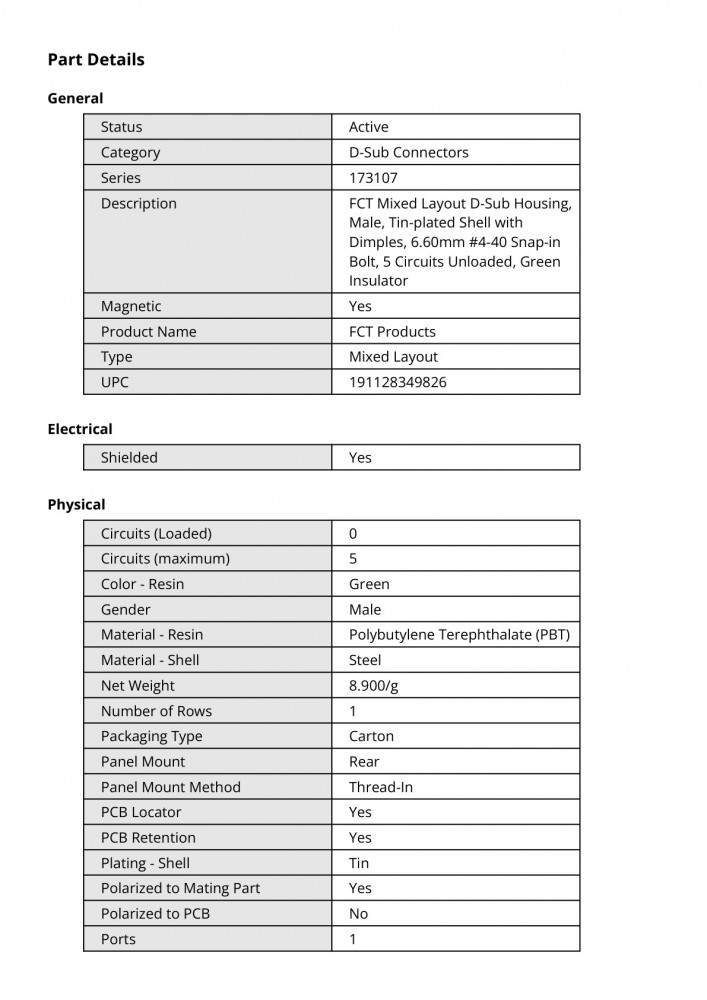 Technical document page 2 for product 1731070508