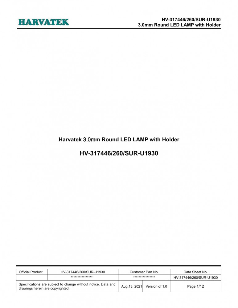 HV-317446/260/SUR-U1930 datasheet page 1