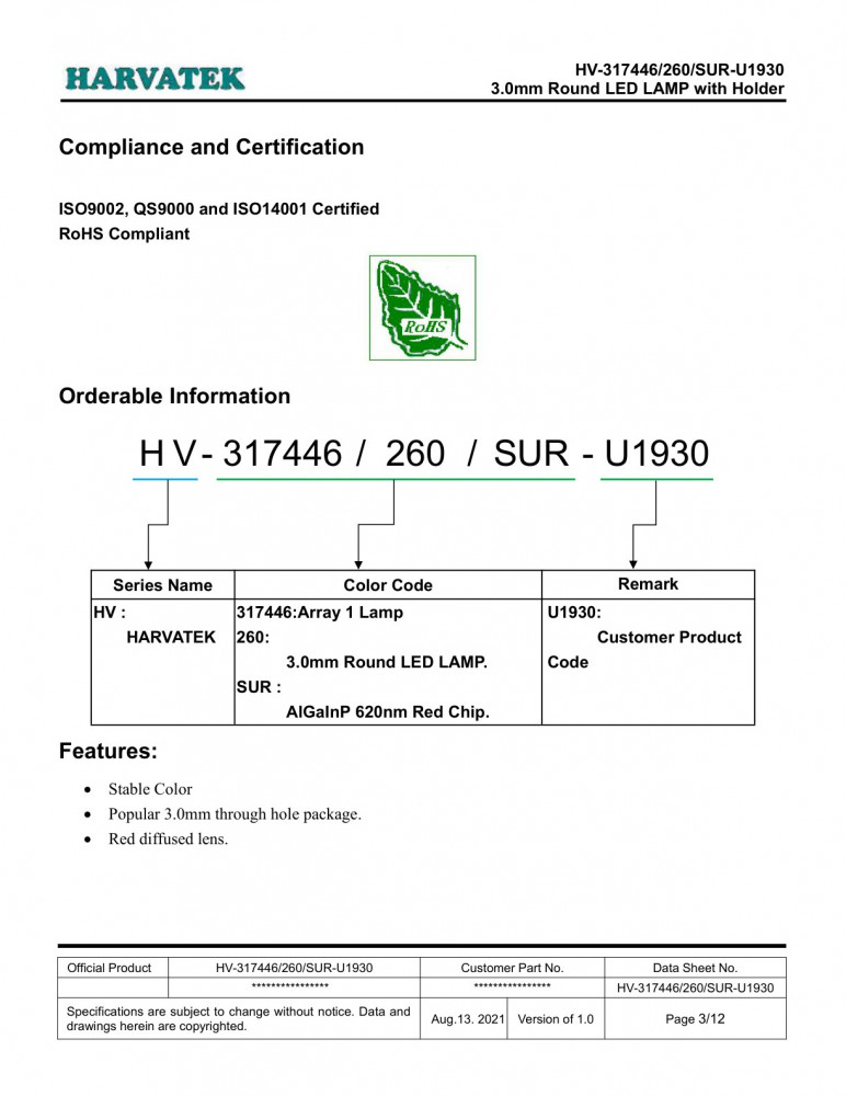 HV-317446/260/SUR-U1930 datasheet page 3