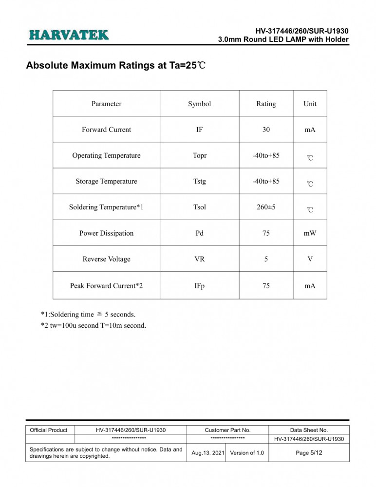 HV-317446/260/SUR-U1930 datasheet page 5