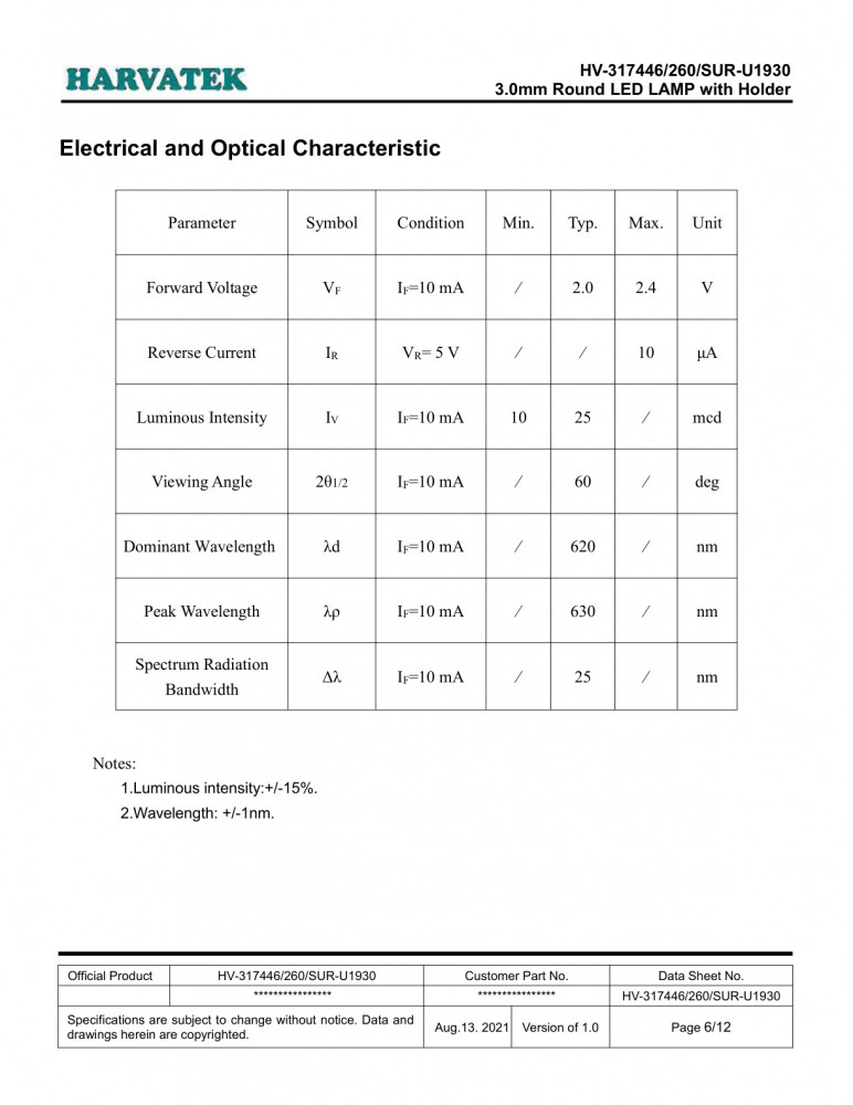 HV-317446/260/SUR-U1930 datasheet page 6