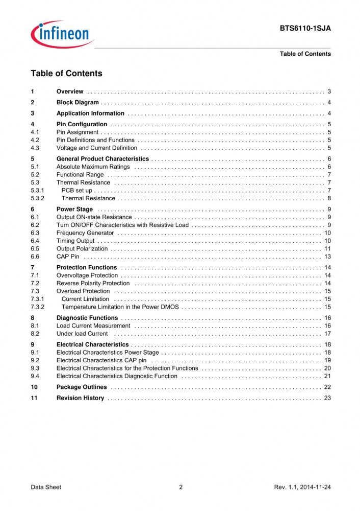 BTS6110-1SJA datasheet page 2